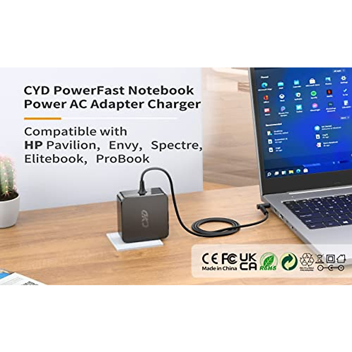 CYD 45W 19.5V 2.31A Laptop Charger Compatible for HP Stream Charger 11 13 14 X2 Series Envy x360 x2 13 15 M6 250 255 G3 G4 G5 G6 ProBook 340 350 355 430 440 450 455 640 645 650 G3 G4 Elitebook 720