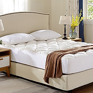 Cheer Collection Soft and Plush Bamboo Fitted Mattress Topper - Twin Size - Plush Eco Friendly Mattress Protector Cover for Bedding - (Queen)