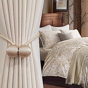 Magnetic Curtain Tiebacks 2 PackRope Decorative，Curtain Tie Backs Holdbacks Holders Hooks Clip Buckles for Curtains Drapes, Curtain Ties for Home Bedroom Office Decorative Curtain (Black)