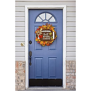 Muroanmi Fall Welcome Sign for Front Door, Fall Family Football Sign, Farmhouse Front Door Signs Seasonal Rustic Wooden Home Sign Football Sports Lover Home Décor 12Inch