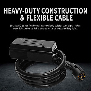 OPL5 7 Way Trailer Plug 8 Feet Heavy Duty Inline Trailer Cord with 7 Gang Wiring Junction Box Weatherproof 7 Pin Trailer Wiring Harness Include Plug Holder for Campers Caravans Food Vans