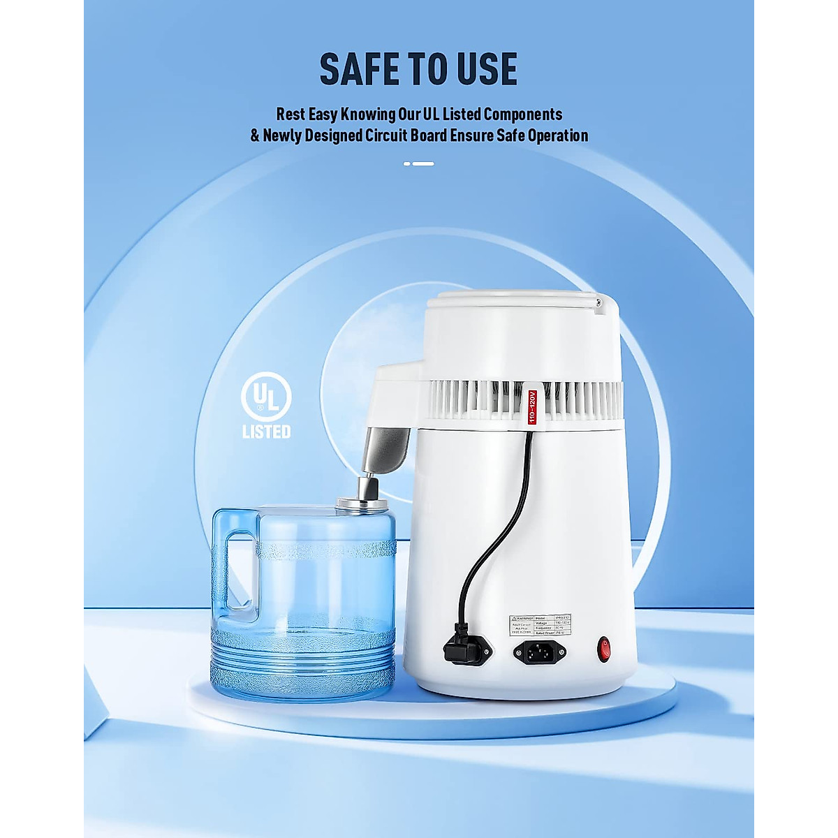 CO-Z 1.1 Gallon Water Distiller, 750W Countertop Home 4L Distilled Clean Water Maker Office Countertop Distiller Water Making Machine, Distill Distilling Water Purifier Distillers