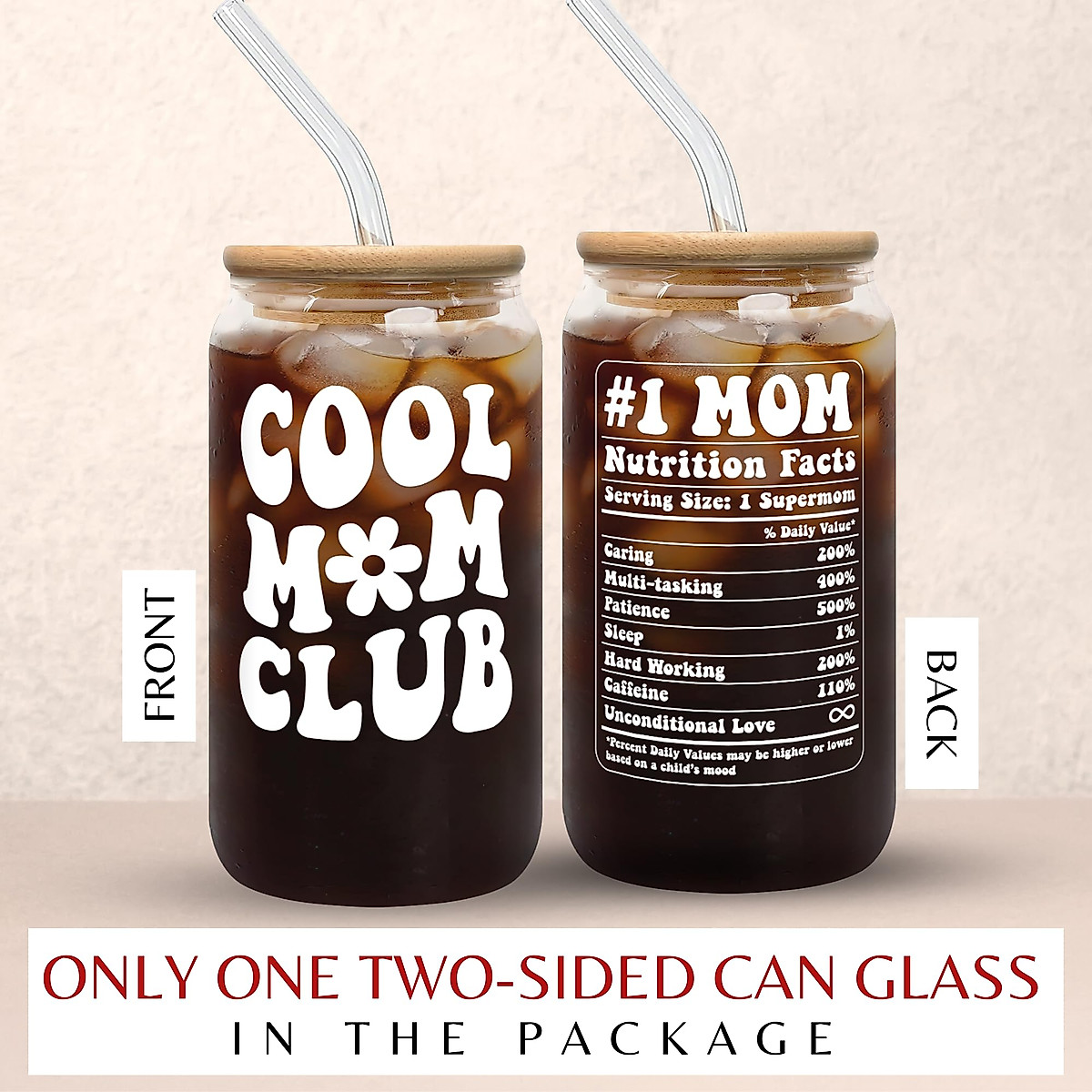 Gifts for Mom from Daughter Son - Mom Wife Gifts for Christmas, Mom Christmas Gifts, Christmas Gifts for Mom - Mom Birthday Gifts, Birthday Gifts for Mom - New Mom Gifts for Women - 20 Oz Can Glass