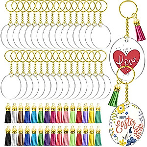 Acrylic Keychain Blanks, Audab 120pcs Blank Keychains for Vinyl Kit Including 30pcs Acrylic Discs, 30pcs keychain Tassels, 30pcs Gold Key chain Rings and 30pcs Jump Rings for DIY Keychain, Vinyl Craft