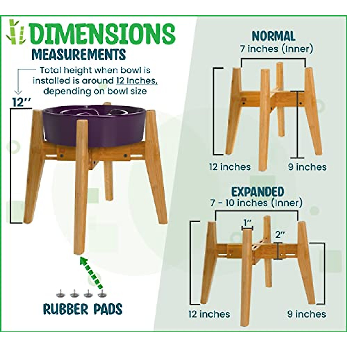 Dog Bowl Stand for Medium to Large Dog Breeds - 12-inch High, Adjustable Width with Locks - Dog Water, Food Dish Compatible - Tip-Over Resistant