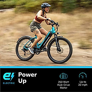 Schwinn Coston CE Hybrid Electric Bike for Adults, 20MPH eBike, Up to 35 miles on a Single Charge, 27.5-Inch Wheels, 7-Speed, Large/X-Large Step-Thru Frame, Gloss Teal