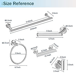 Cilee 10 Piece Brushed Nickel Bathroom Hardware Set, 24 inch Brushed Nickel Towel bar Towel Ring Toilet Paper Holder Robe Towel Hook, SUS304 Stainless Steel Bathroom Accessory Set