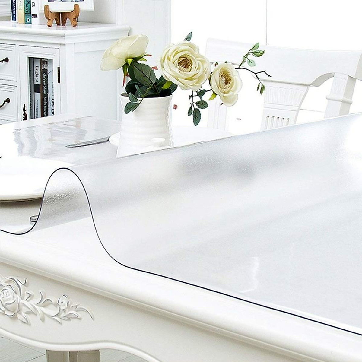 NECAUX Custom Multi-Size 1.5mm Thick Frosted PVC Table Cover Protector - 36 x 60 Inch Dining Room Table Rectangular Vinyl Non-Slip Desk Pad for 5 Foot Coffee Table/Writing Desk