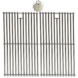 GRILLJOB 2 Pack 16 15/16" x8 5/16" Stainless Steel 304 Grill Grates Replacement Upgraded with Finger Lifting Hole for Kenmore CharBroil Broil King Kirkland Master Chefand Thermos Grill Models, SC1702