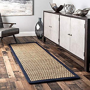 nuLOOM Hesse Checker Weave Seagrass Area Rug, 8' x 10', Navy