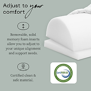 Coop Home Goods The Four Position Adjustable Support Pillow, Half-Moon Form with Insert, Memory Foam Knee Pillow, Leg Pillow, Neck Pillow, Lumbar Pillow - Wedge Pillow for Neck, Back & Pressure Points