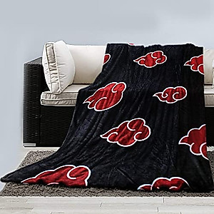 JUST FUNKY Naruto Shippuden Fleece Throw Blanket | 45 x 60 Inches | Featuring TheIconic Akatsuki Cloud Symbol | Bed Couch Blanket | Room Décor | Anime Blanket | Officially Licensed