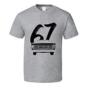 CarGeekTees 1967 F100 Pickup Truck Grill View with Year Heather Grey T Shirt L Sport Grey