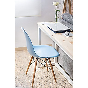 2xHome RayLeg Natural Wood Base, Dining Side Chair, Blue