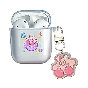 Cute AirPods Case with Kawaii Kabi Keychain for AirPods 2/1 Case,Funny Cartoon Anime AirPod Cover,Clear Kawaii Shockproof Protective Skin Soft Silicone Case for Women Girls Boys Kids
