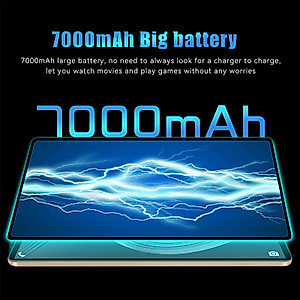 Zunate Android 12 Tablet, 10.1 inch WiFi Tablets 8GB RAM 256GB ROM, Quad Core Processor Tableta Computer with Dual Camera, 7000mAh Battery, 1960x1080 FHD Touchscreen