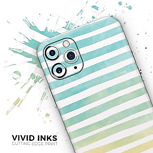 Design Skinz Green Watercolor Ombre Stripes - DesignSkinz Protective Vinyl Decal Wrap Skin Cover Compatible with The Apple iPhone XR (Full-Body, Screen Trim & Back Glass Skin)