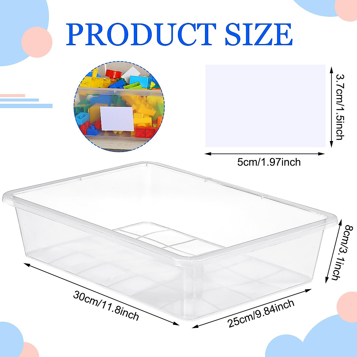 Hoolerry 24 Pcs Plastic Cubby Storage Bins Classroom Cubby Organization with Self Adhesive Labels Bin Small Stackable Storage Containers Toy Book Storage Box for School(Clear, 14 x 10 x 3 Inch)