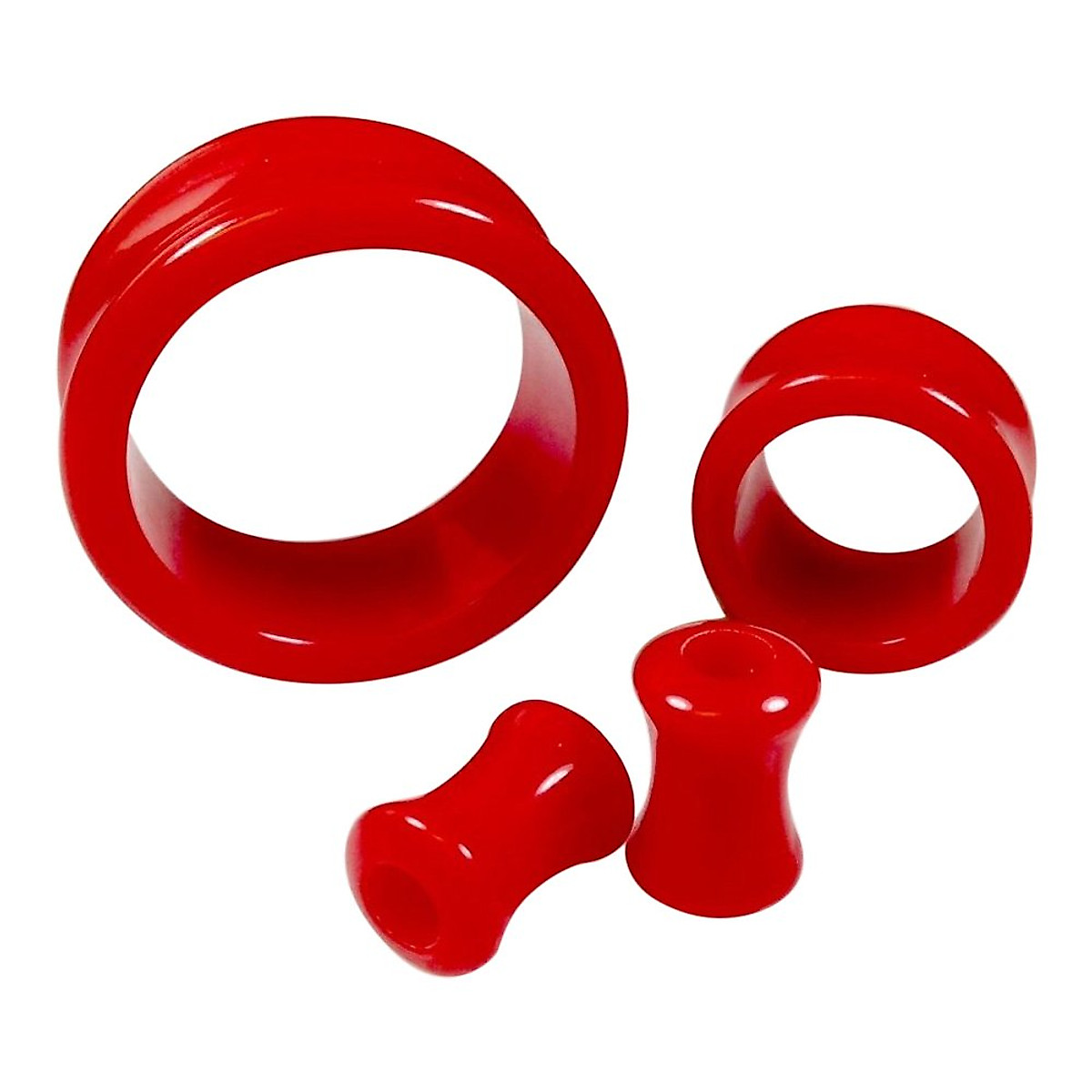 Lobal Domination Pair of Solid Red Acrylic Ear Tunnels/Plugs - Earlet Body Jewelry - 3mm Thru 30mm! (15/16" (24mm))