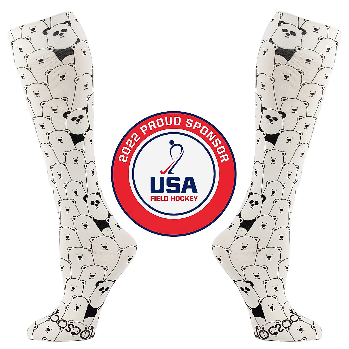 Hocsocx Bears Socks Performance Liner Moisture-Wicking Protection for Field Hockey, Ice Hockey, and Soccer