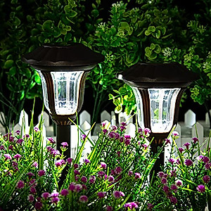 GIGALUMI Solar Pathway Lights, 8 Pack Bright Solar Garden Lights, Solar Powered Walkway Lights, Solar Lights Outdoor Waterproof Solar Path Lights for Yard, Patio, Driveway (Cold White)…