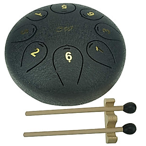 6 inches C Major Steel Tongue Drum Black 8 Notes Tank Drum with Couple of Mallets, Beautifully Finished and Peaceful Sound, Ideal for Meditation and Healing, Easy to Learn and Play,Christmas Gift Idea