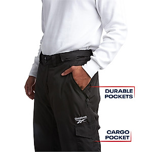 Reebok Men's Snow Pants - Heavyweight Waterproof Snowboard Pants with Cargo Pockets, Snow Gaiters - Ski Pants for Men, M-XXL, Size X-Large, Black