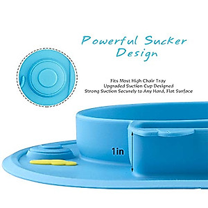 REDFMGBaby Divided Plate Silicone- Portable Non Slip Child Feeding Plate Suction for Children Babies and Kids BPA Free Baby Dinner Plate Microwave Dishwasher Safe