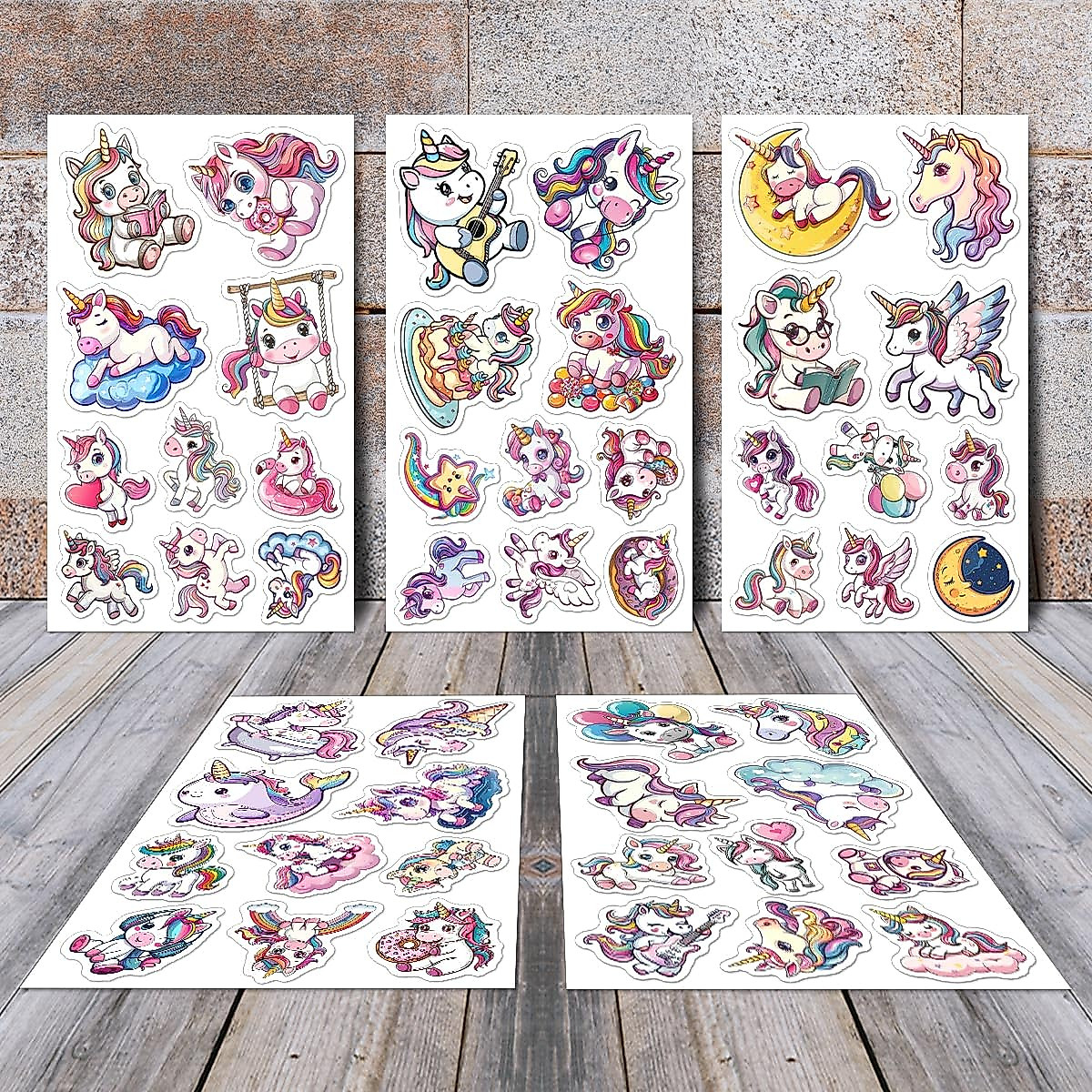 Pack 50 Pcs Cute Unicorn Stickers for Water Bottles Laptop Luggage Computer Journaling Scrapbooking Kids Teens Girls Adults Aesthetic Waterproof Sticker Packs Small Vinyl Decals