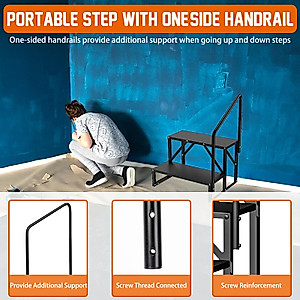 Fruyyzl 2 Step RV Steps, Update 3.0 Hot Tub Steps with Anti-Slip Pedals and Handrail, Swimming Pool Ladder Above Ground, Portable Step Stool Ladder (2STEP 1PCS) (B2-RVEL)