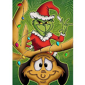 Covido Home Decorative Christmas Holiday Garden Flag, Xmas Santa Reindeer House Yard Lawn Outside Decoration, Winter Farmhouse Outdoor Small Burlap Flag Decor Double Sided 12 x 18