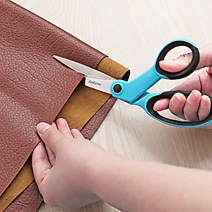 Asdirne 9" Fabric Scissors, Sewing Scissors with Sharp Stainless Steel Blade and Soft Handles, Great for Craft, Sewing, Office and All Purpose, 2 Pcs, Blue/Black