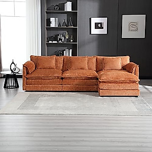 Oversized Modular Sectional Sofa Extra Large L Shaped Sleeper Corner Couch with Reversible Chaise & Thicked Cushions,5 Seat Chenille Upholstered Cloud Sofa&Couches for Living Room Apartment Office