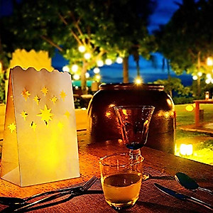 PChero 12pcs Luminary Bags, Ideal for Electric LED Votive Tealight Candles Holder, Fire Retardant Paper Lantern Bag for Wedding Party Thanksgiving Christmas Valentines Decoration