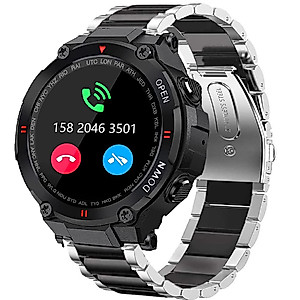 22mm Watch Band, For EIGIIS Military Smartwatch Straps, Stainless Steel Metal Replacement Straps Compatible for VALYV K22 Military Smartwatch/EIGIIS K22/EIGIIS K55 Smartwatch/Moowhsh HM09 Smartwatch