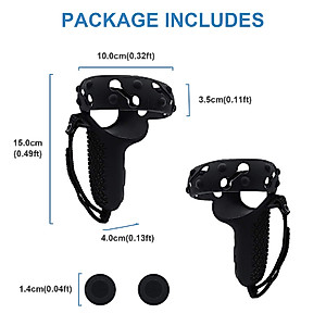Mcbazel 1 Pair Controller Grip Cover for Oculus Quest 2, Anti-Slip and Anti-Fall Silicone Grip Protective Cover Case with Hand Strap for Oculus Quest 2 Controller - Black