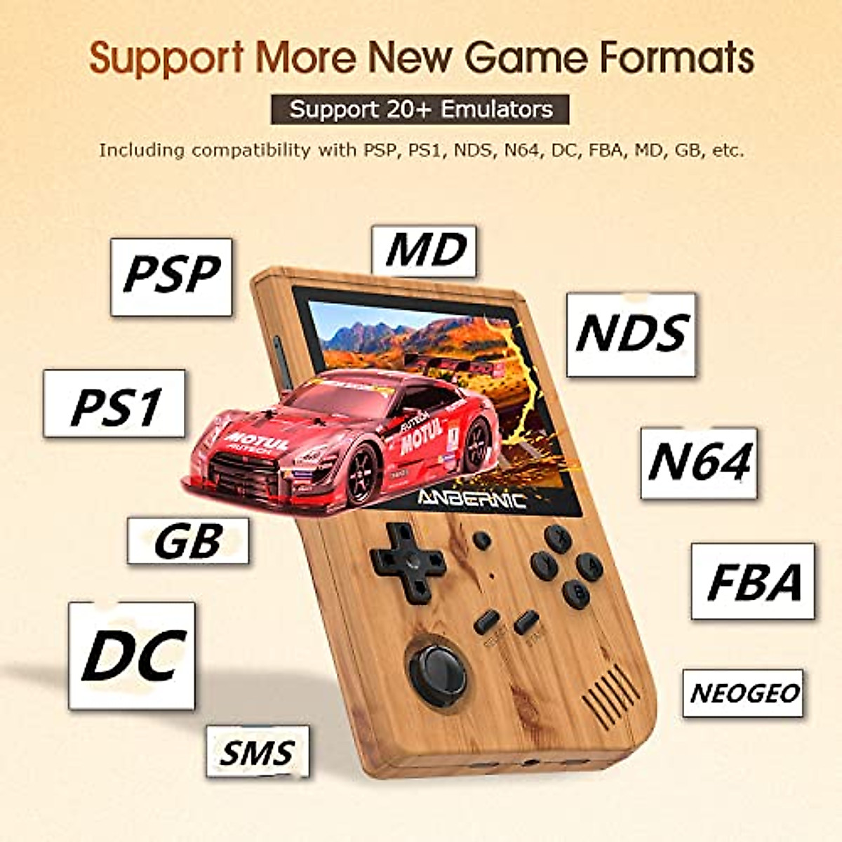 RG351V Handheld Game Console 64G TF Card, Open Source System with WiFi Online Sparring 2500 Classic Games Support PSP / PS1 / N64 / NDS 3.5inch IPS Screen Retro Game Console