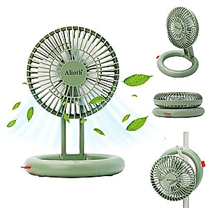Alioth Portable Foldable Desk Fan, Rechargeable Personal Fan Cordless, 3 Speeds Super Quiet Battery Operated Fan for Office, Home, Outdoor (Green)