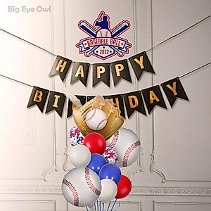 Baseball Balloons Birthday Party Supplies Decorations Glove Round Baseball Bat Theme Mylar Confetti Red and Blue white Foil Balloon Boy Baby Shower