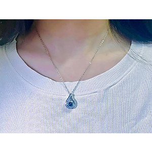 Auinniuz Sterling Silver Teardrop Pendant Necklace Personalized Custom Photo Projection Waterdrop Necklace Gift for Girlfriend Wife Mom Silver