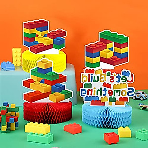 9 Pieces Building Block Birthday Party Supplies Building Block Honeycomb Centerpieces Boy Girl Birthday Party Decorations Brick Themed Table Centerpiece Classic Cake Topper Table Decor