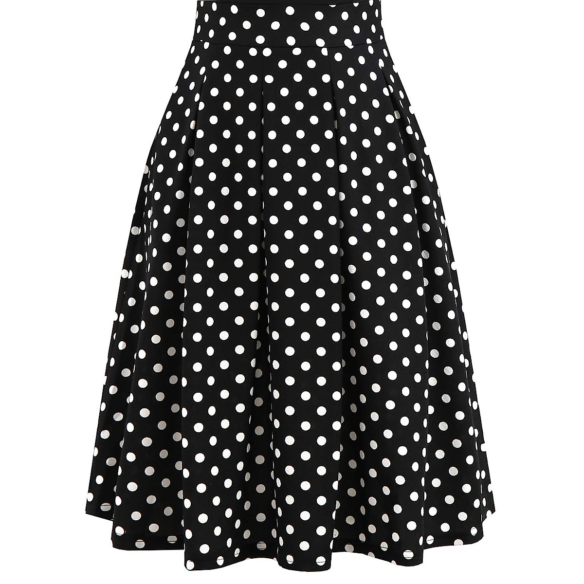 YATHON Women's Vintage Fit and Flare Cocktail Dresses Retro Black White Polka Dot Print Summer Aline Casual Work Swing Dress with Pockets (L, YT018-Black Dot)
