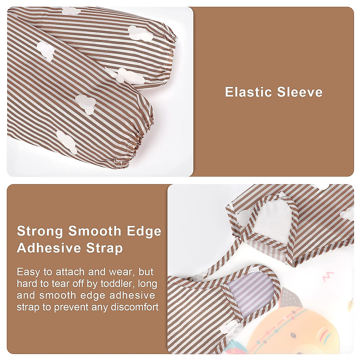 Accmor 5 Pack Long Sleeve Baby Bibs, Waterproof Sleeved Bibs for Eating Feeding, Toddler Baby Girls Boys Smock Bibs for 6-36 Months