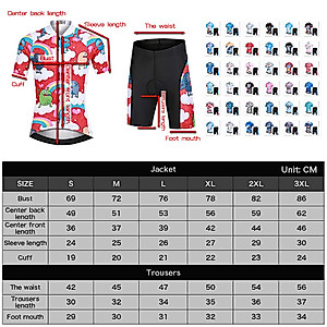 L PATTERN Kids Cycling Jersey Set Short Sleeve With 3D padded Shorts Cartoon Road Mountain Bike Jersey Set for Girls Boys, Spaceship Light Blue, 6-7 Years