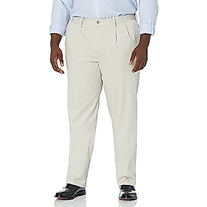 Dockers Men's Classic Fit Easy Khaki Pants-Pleated (Standard and Big & Tall), Cloud, 36W x 34L