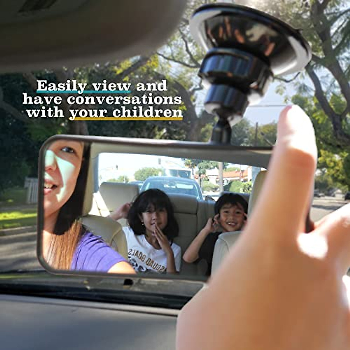 "Backseat Look-See" by Safe View Company, Toddler Baby Car Mirror, See All Passengers in the Backseat, Rear View Mirror Accessories (Rectangle Shape)