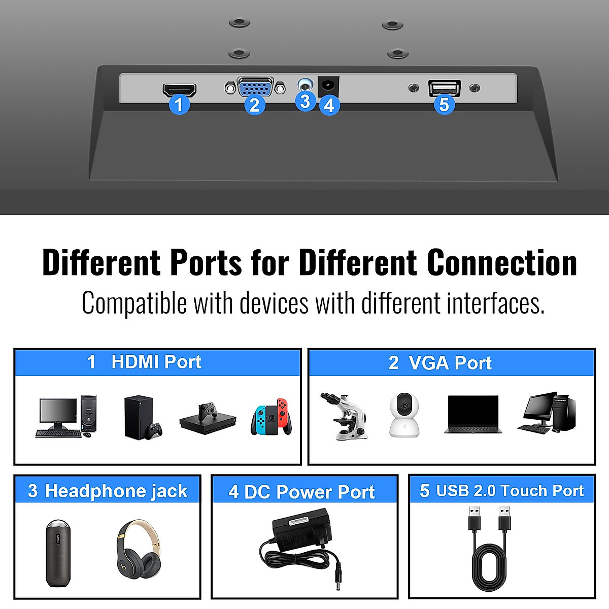 Pisichen Computer Monitor, 22 Inch PC Monitor HD 1920x1080, Monitor with HDMI & VGA Interface, 5ms, 75Hz, Brightness 250 cd/m², Computer Screen for Laptop/PS3/PS4, Built-in Speakers