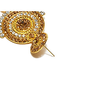 Bindhani Round Golden Mix White Stone Round Earrings & Indian Maang Tikka For Women