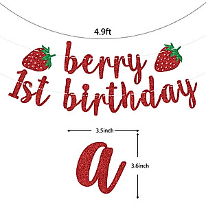 Strawberry Happy 1st Birthday Banner, Berry 1st Birthday, Sweet One, My 1st Birthday, Miss Onderful Garland, Glittery Baby Girls 1st Birthday Party Decorations