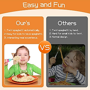 Electric Spinning Spaghetti Fork, Stainless Steel Automatic Flatware Fork, Twirling Fork for Kids and Adult (Red)